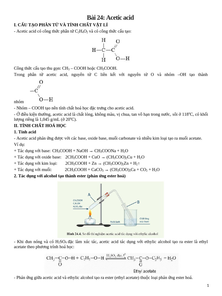 Bài 24 - Acetic Acid KHTN 9 CD | PDF
