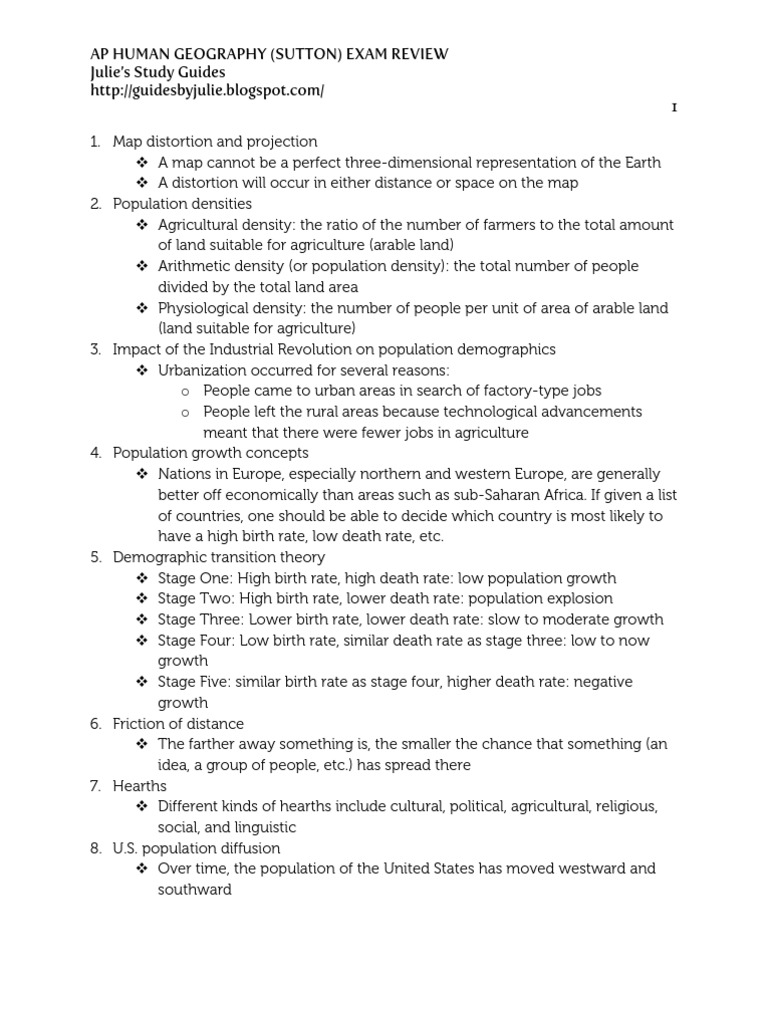 AP Human Geography Mid-Term Review | PDF | Population Growth | Total ...