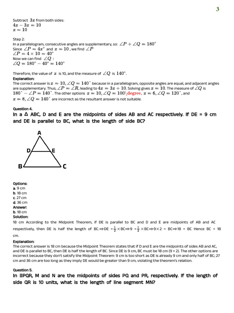 Midpoint Theorem in Parallelograms | PDF