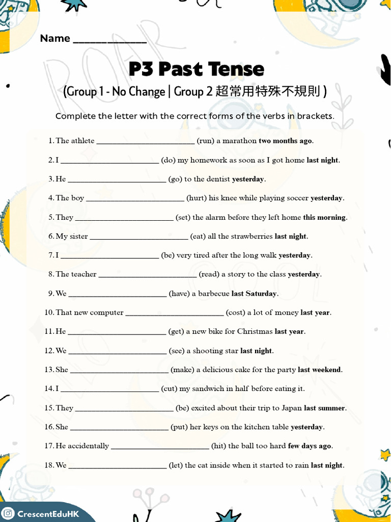 Past Tense (Grp 1-6) Ex | PDF