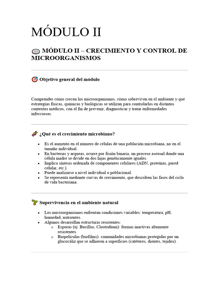 MODULO II DE MICROBIOLOGÍA CRECIMIENTO | PDF | Biopelícula | Las bacterias