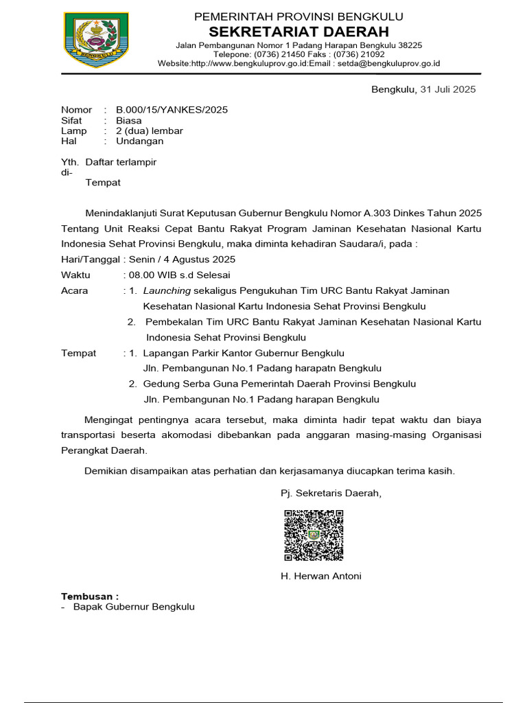 Undangan Launching Tim URC JKN Bengkulu | PDF