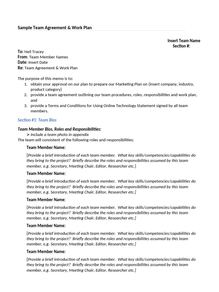 MRKT 2111 Team Agreement Template | PDF | Privacy | Value (Ethics)