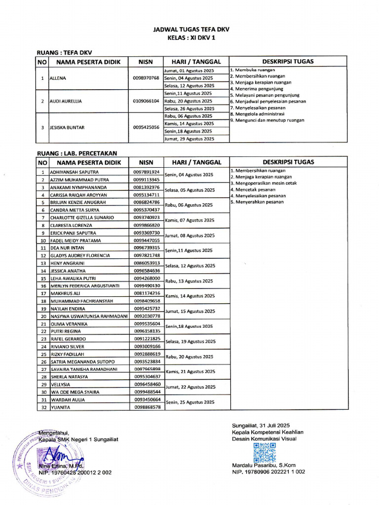 Jadwal TEFA DKV | PDF