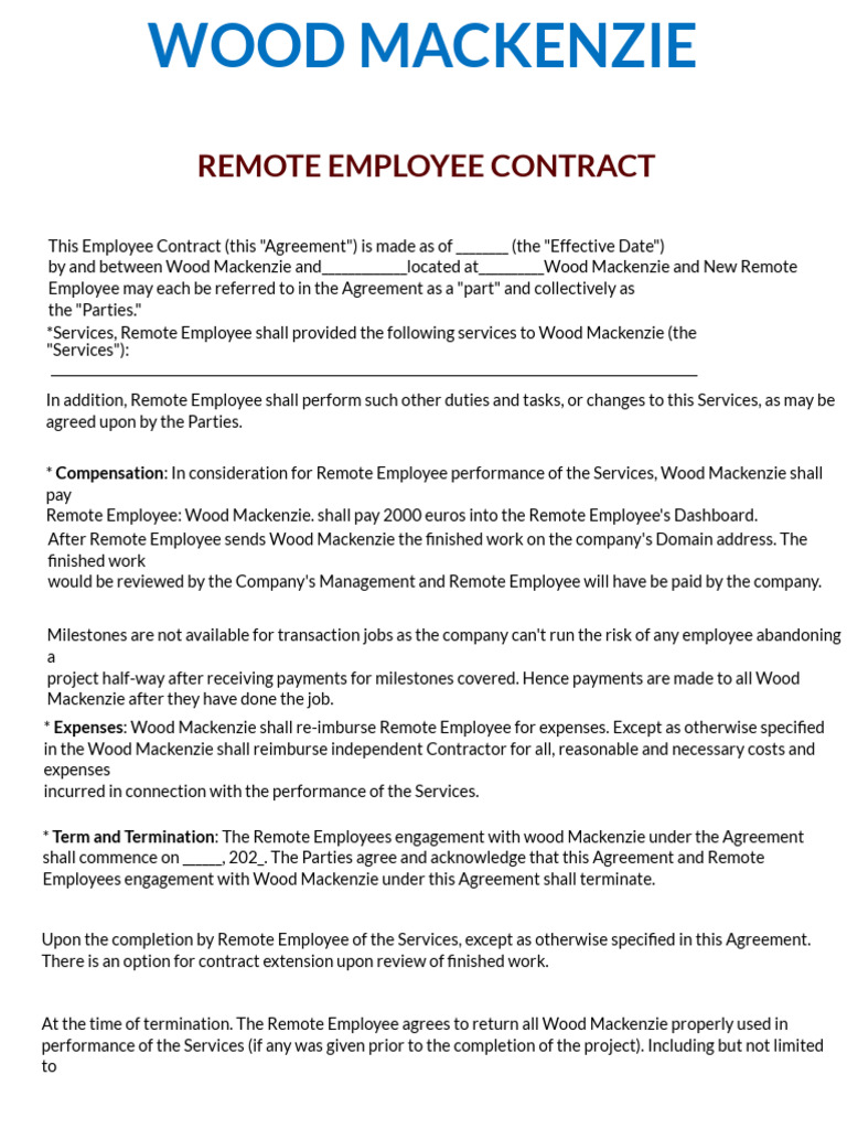 Wood Mackenzie Contract Form | PDF | Employment | Indemnity