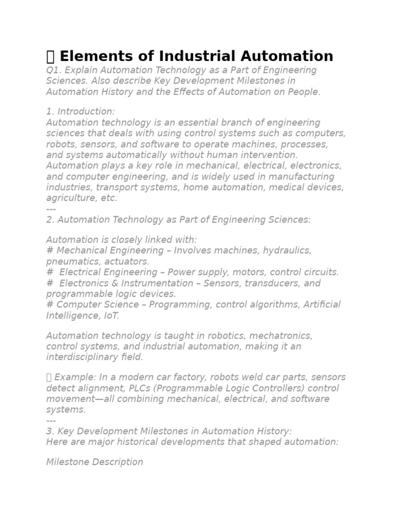 Key Elements of Industrial Automation | PDF | Programmable Logic ...