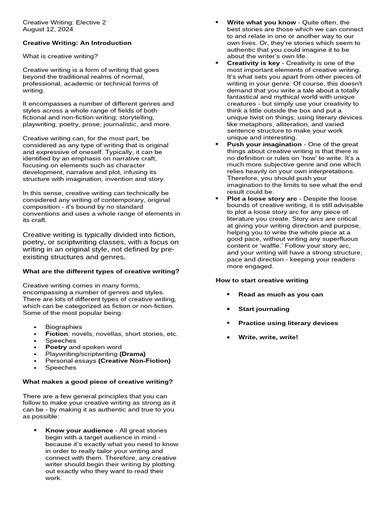 Introduction to Creative Writing | PDF | Creative Writing | Narrative