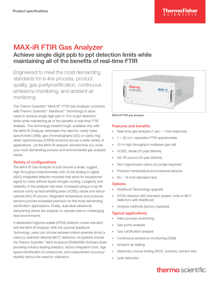Max Ir Ftir Gas Analyzer en Ps53597 | PDF | Sensor | Infrared