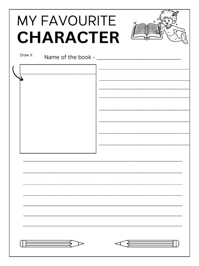 Kindergarten Writing Character Profile Worksheet in Greyscale Clean ...