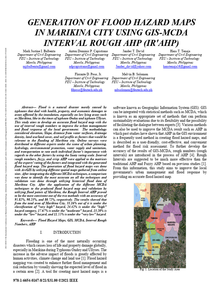 Marikina Flood Hazard Mapping Using IR'AHP | PDF | Flood | Geographic ...