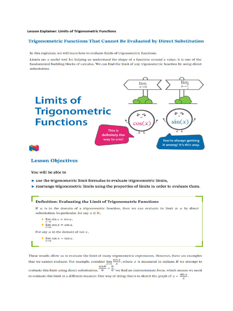 Lesson Explainer Trigonometric Limit 2024 | PDF