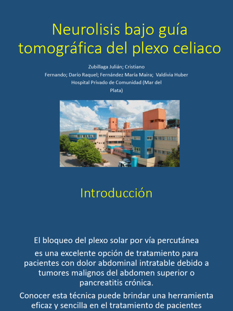 Neurolisis del plexo celiaco guiada por CT | PDF | Abdomen | Inyección ...
