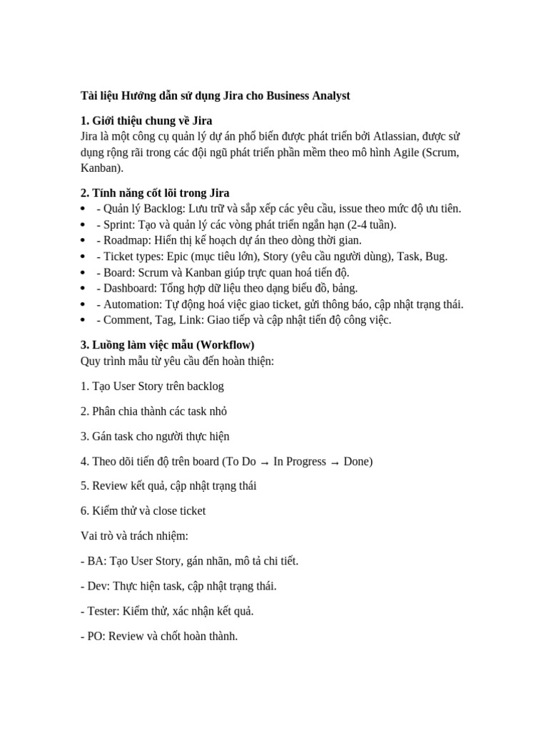 Jira Guide BA Intern | PDF