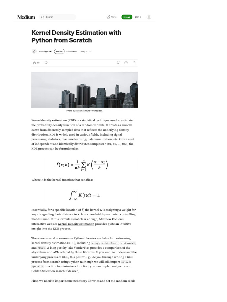 Medium Com @jtchen2k Kernel Density Estimation With Python From Scratch c200b187... | PDF ...