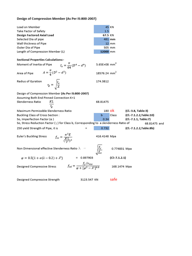 Compression Member Design IS:800-2007 | PDF | Buckling | Strength Of ...