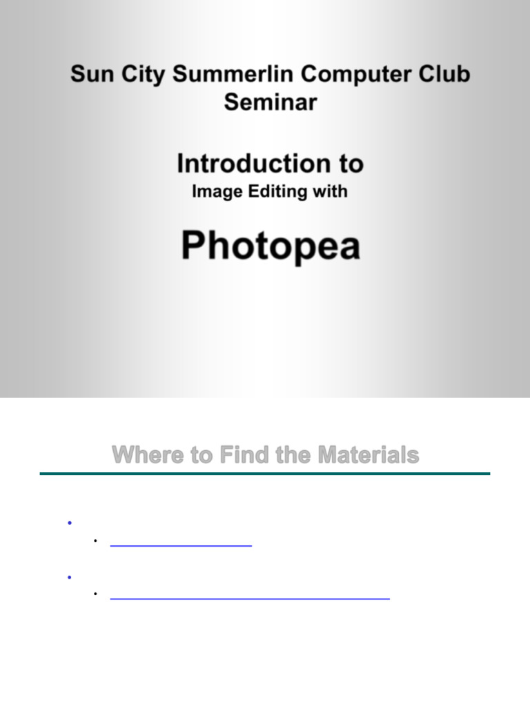 Introduction To Photo Pea | PDF | Adobe Photoshop | Image Editing