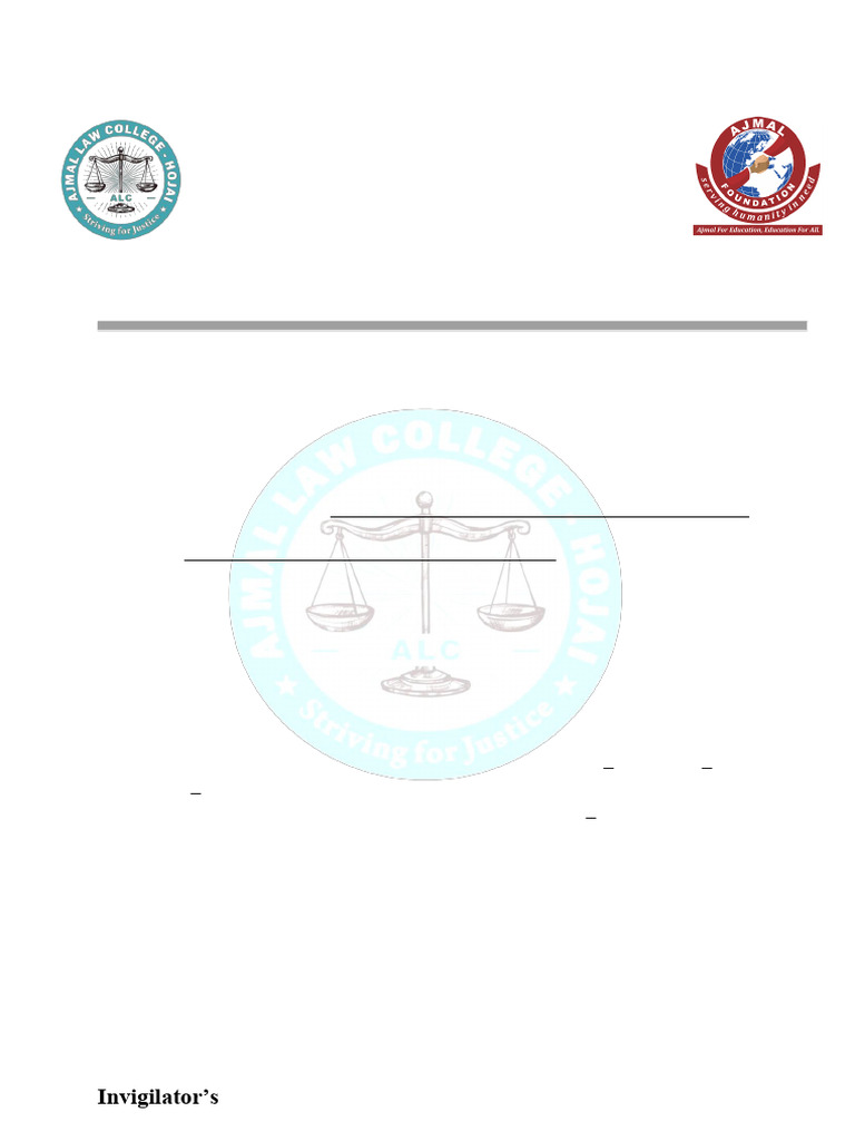 Question Paper LLB ALCET 24 | PDF | Multiple Choice