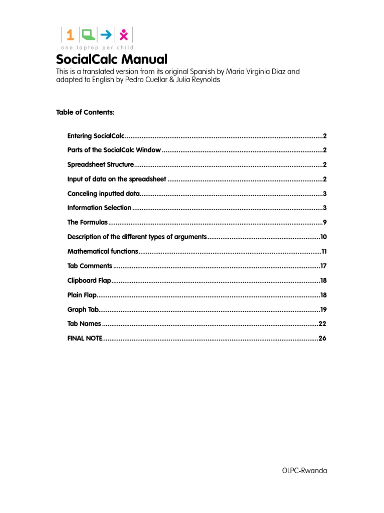 SocialCalc Manual | PDF | Spreadsheet | Function (Mathematics)