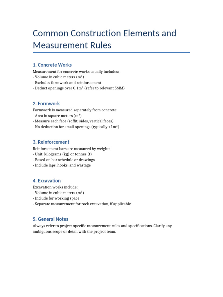 Measurement Rules for Construction Elements | PDF