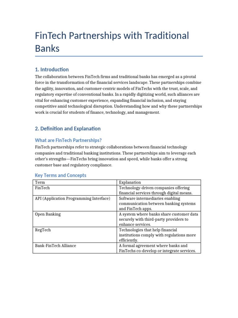 FinTech and Bank Partnership Insights | PDF | Financial Technology ...