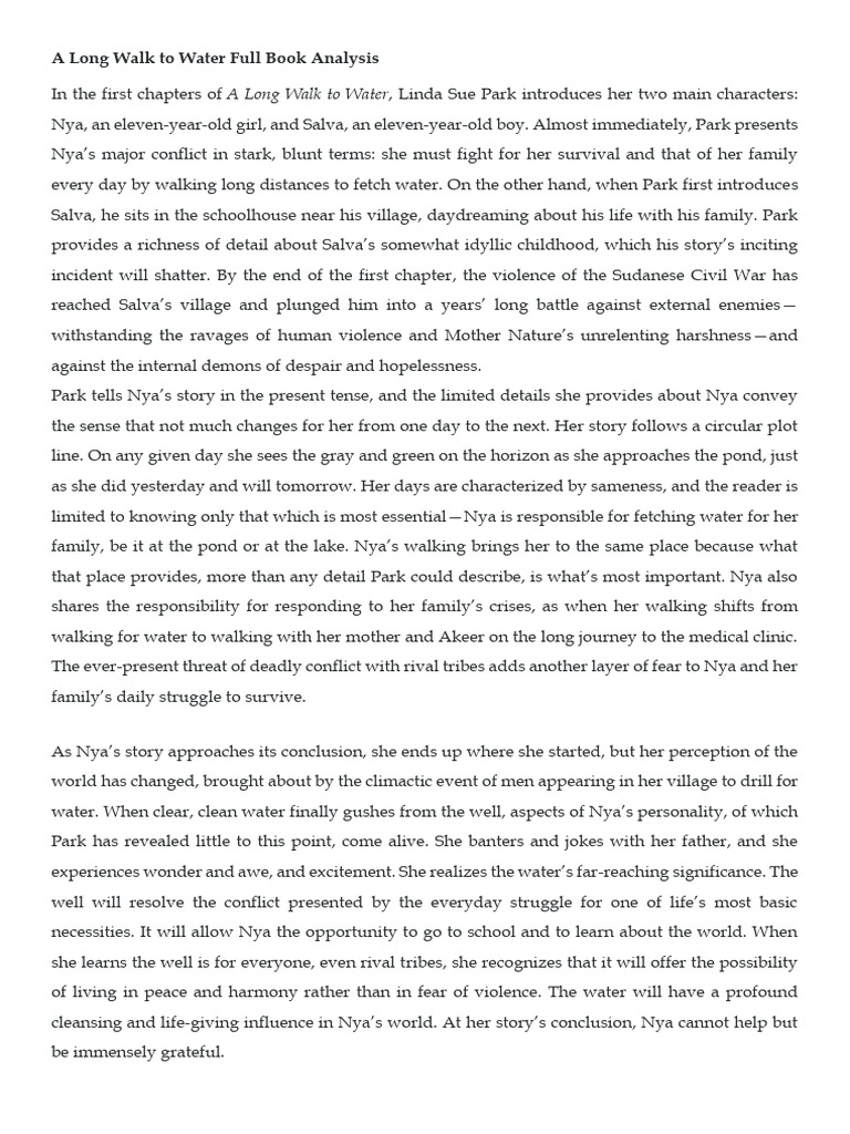A Long Walk To Water - Analysis | PDF