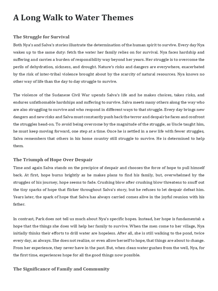 A Long Walk To Water - Themes | PDF