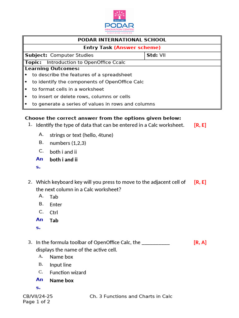 OpenOffice Calc Functions Overview | PDF