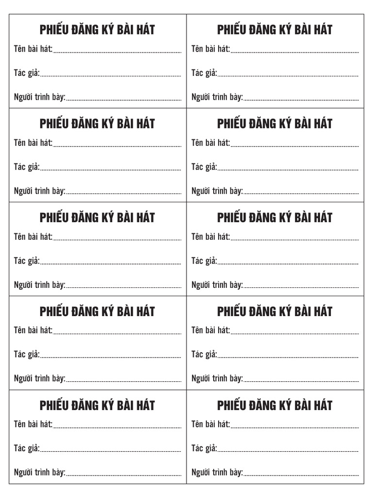 Phieu Dang Ky Bai Hat | PDF