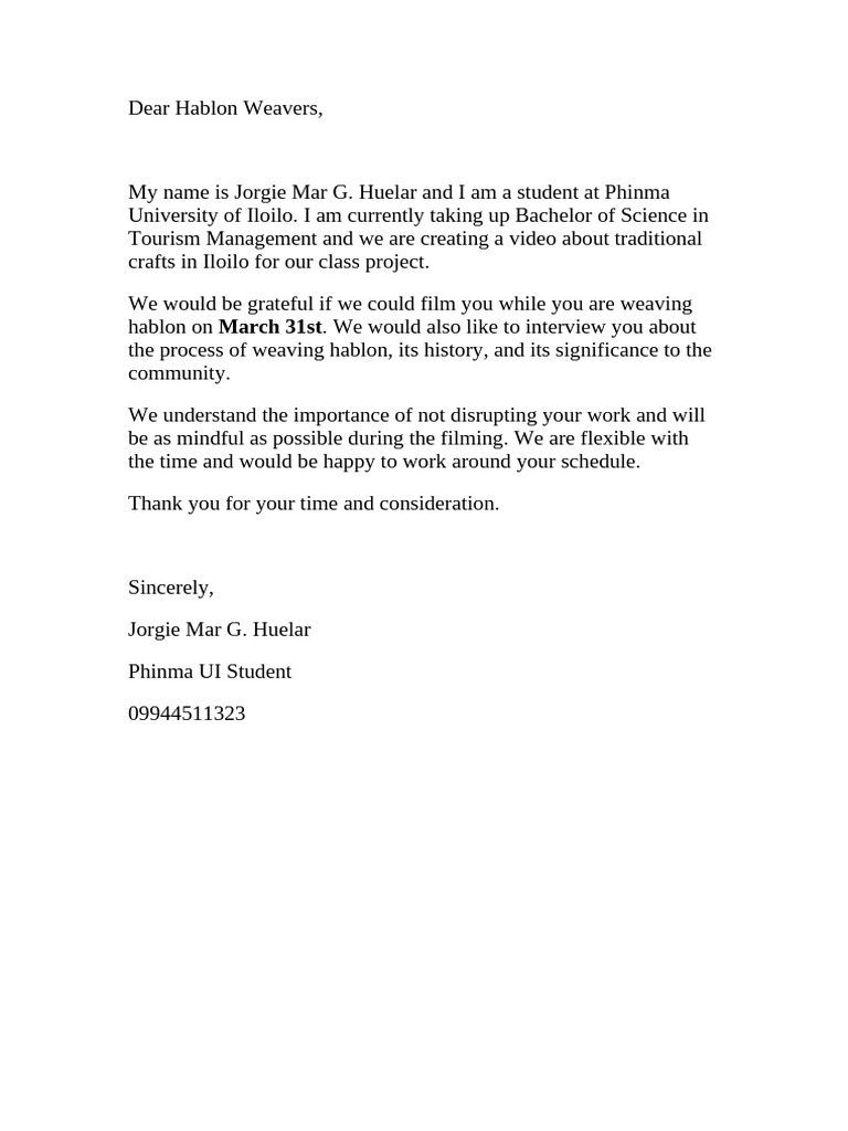 Dear Hablon Weavers | PDF