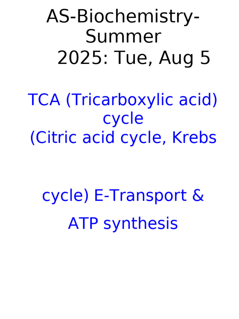 TCA Cycle and ATP Synthesis Overview | PDF | Citric Acid Cycle | Chemistry