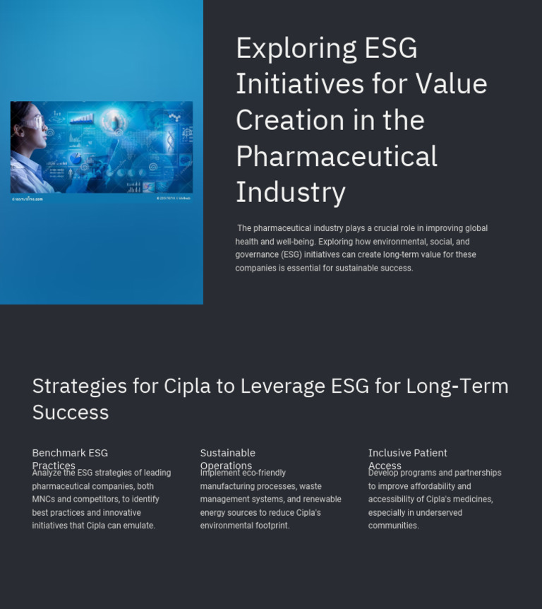 Cipla's ESG Strategies for Value Creation | PDF