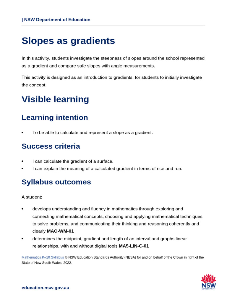 Mathematics s5 Unit 2 Lesson 15 Slopes As Gradients | PDF | Slope ...