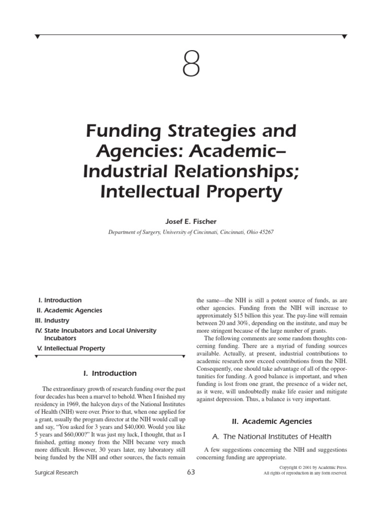 8 Funding Strategies and Agencies Academic Industrial Relationships ...