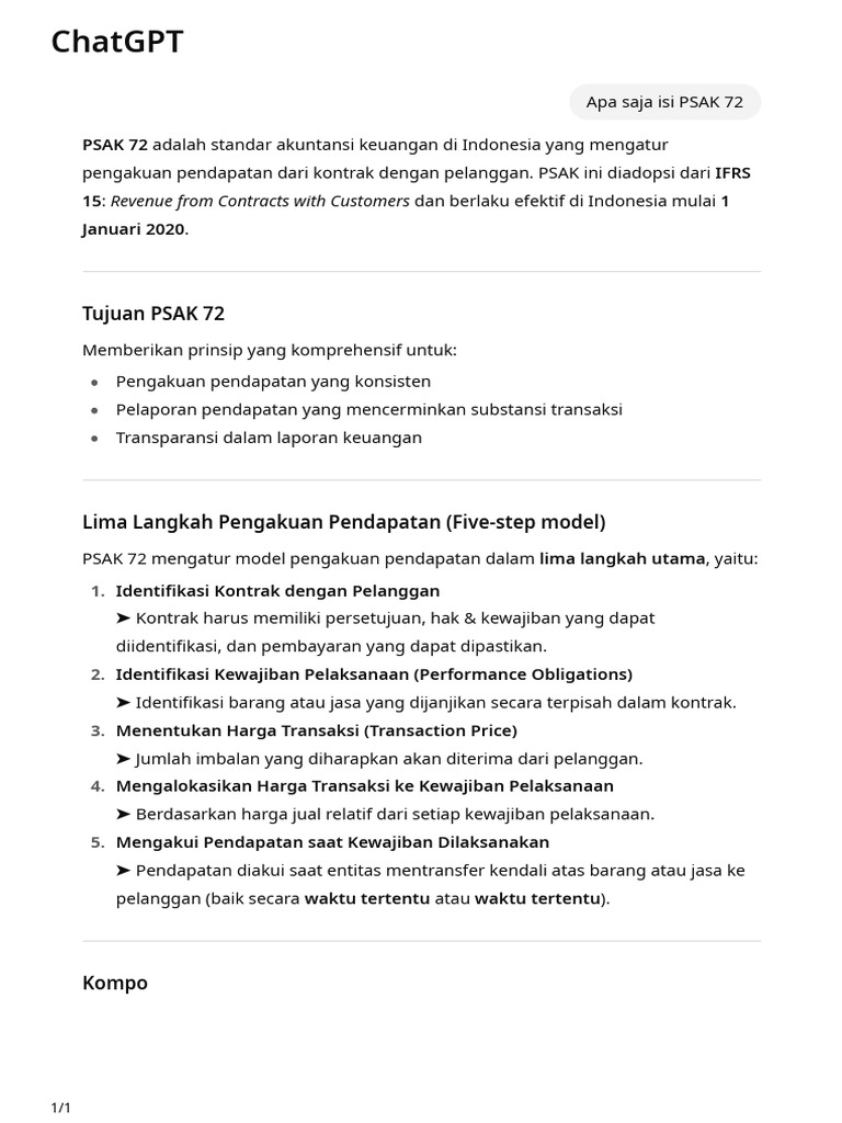 Panduan Lengkap PSAK 72 Pendapatan | PDF