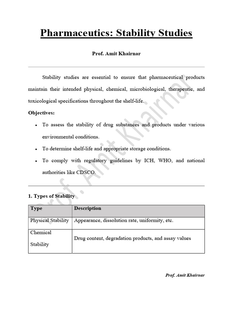 Pharmaceutical Stability Studies Guide | PDF | Shelf Life | Chemical ...