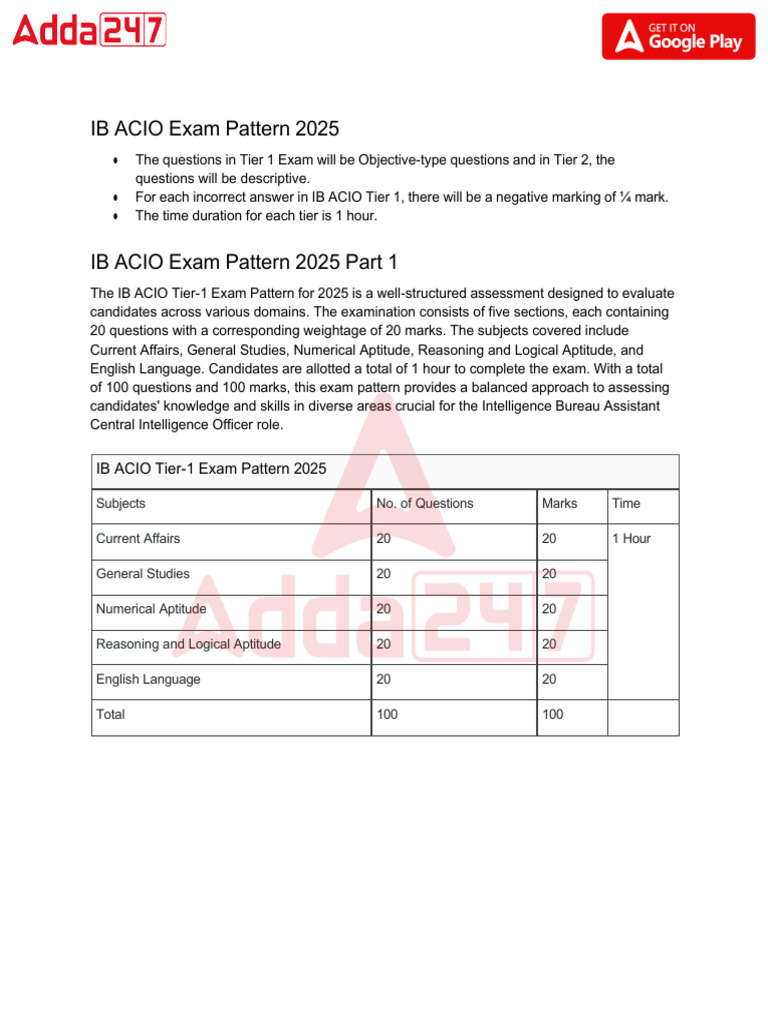 IB ACIO 2025 Exam Pattern & Syllabus | PDF | Arithmetic | Geometry