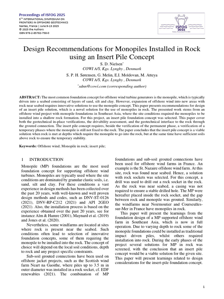 Monopile Design for Offshore Wind in Rock | PDF