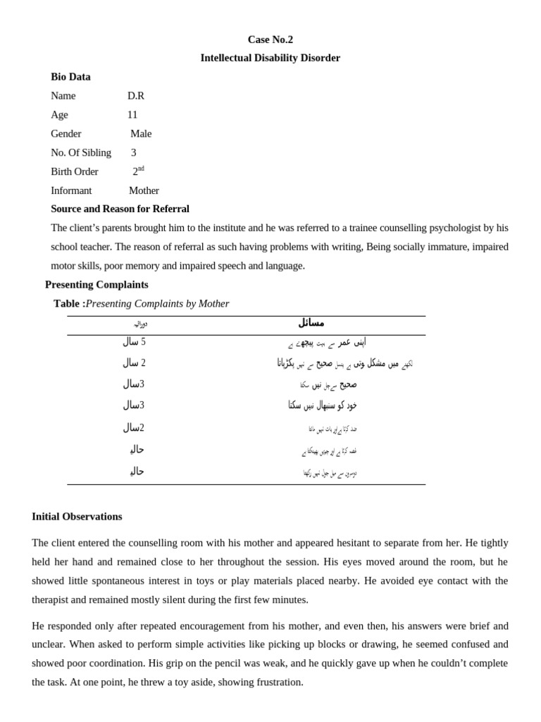 Case No1.Docx Case 3333333 | PDF | Reinforcement | Intellectual Disability