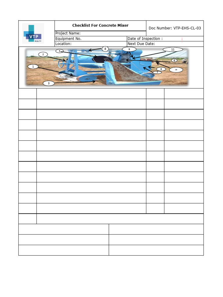 Concrete Mixer Inspection Checklist | PDF