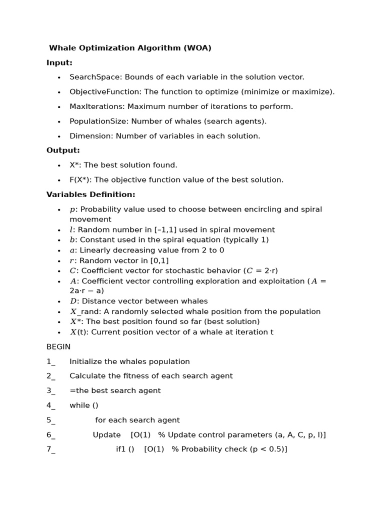 Whale Algorithm With Primitive Counts | PDF | Mathematical Optimization | Algorithms