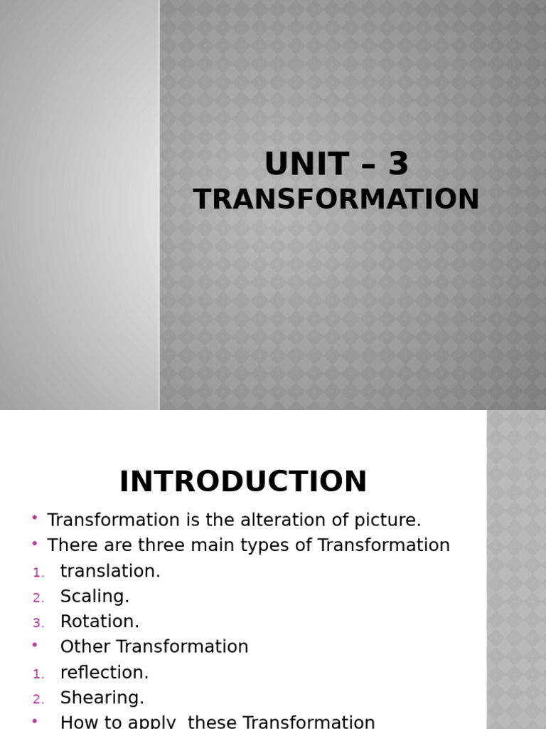 Types of Geometric Transformations | PDF | Rotation | Mathematical Objects