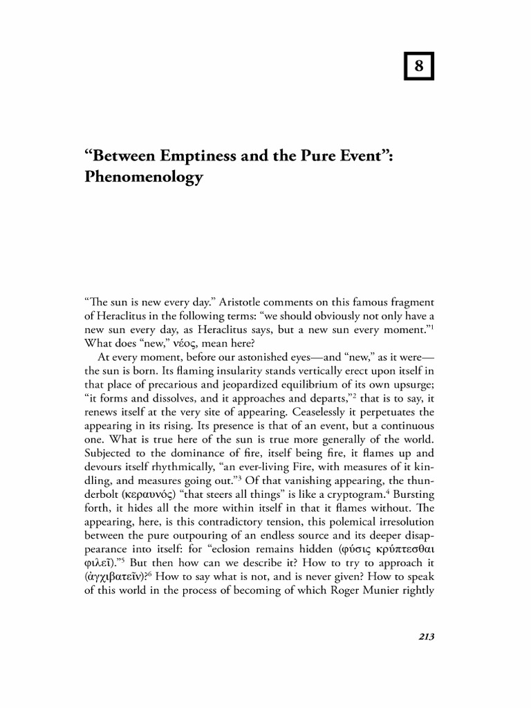 "Between Emptiness and The Pure Event" - Phenomenology | PDF ...