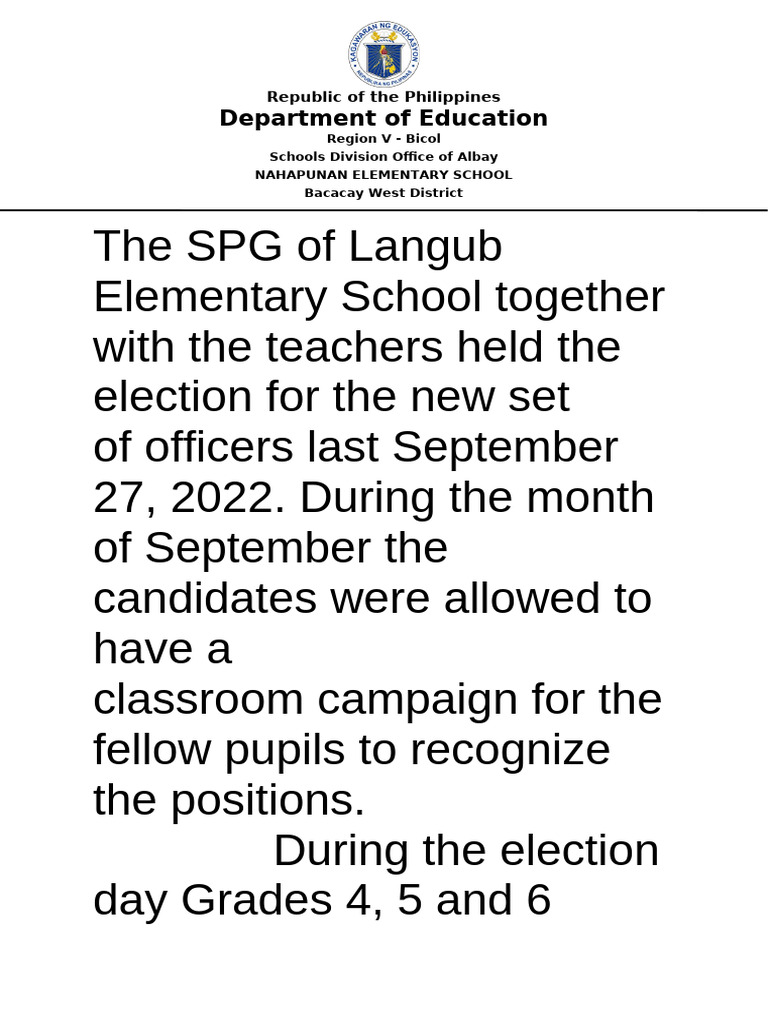 Langub Elementary School SPG Election Results | PDF | Learning