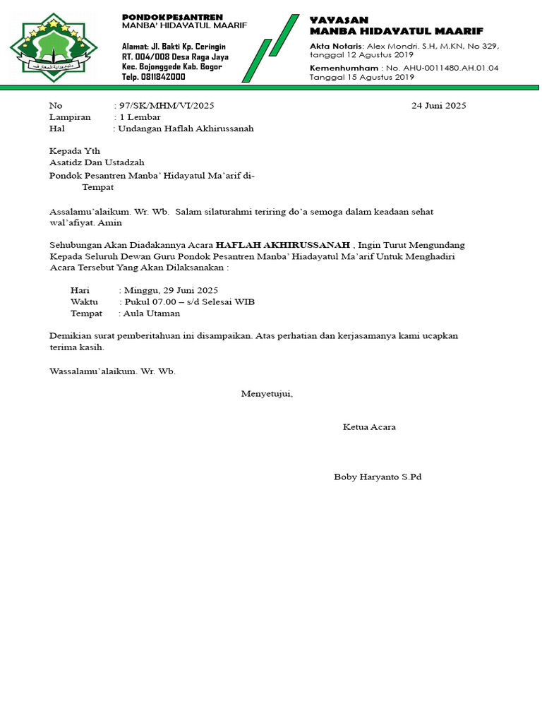 Surat Undangan Haflah 2 | PDF