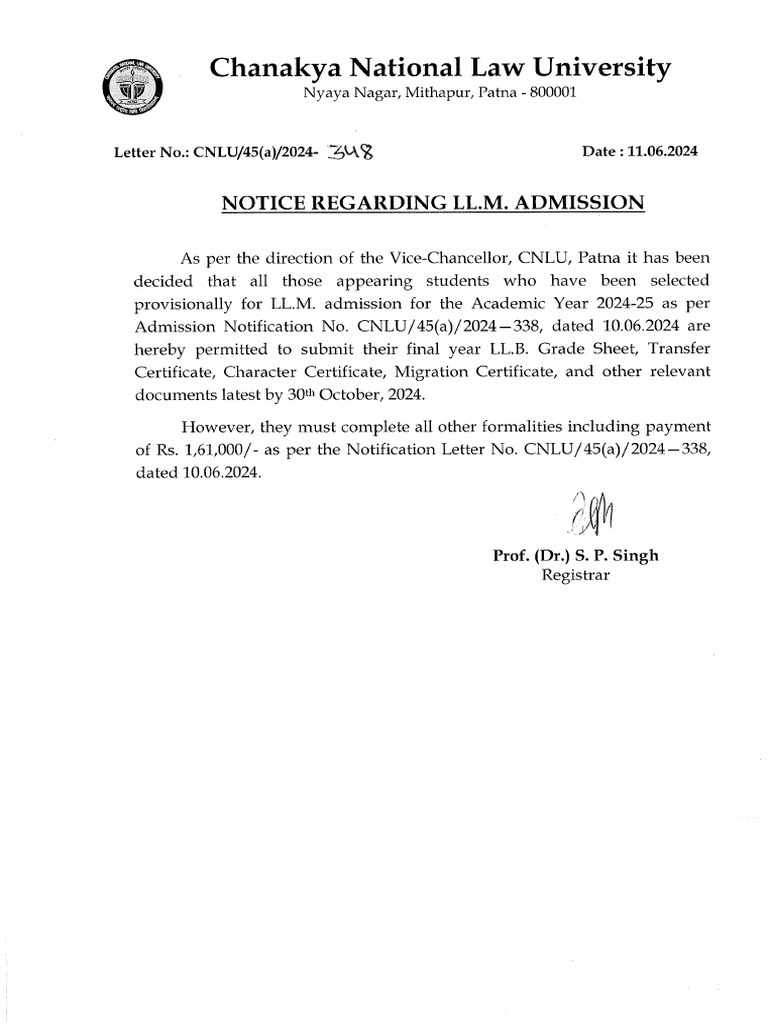Notification Letter No. 348 LLM | PDF