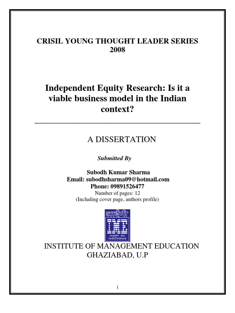 Independent Equity Research | PDF | Financial Analyst | Investor