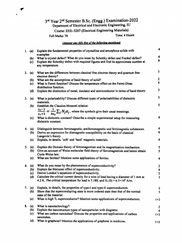 Advance Engineering Materials (Pervious Year Ques.) | PDF
