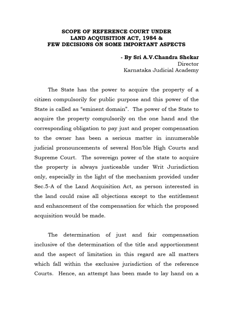 Paper On Land Acquisition Act | PDF | Jurisdiction | Judgment (Law)