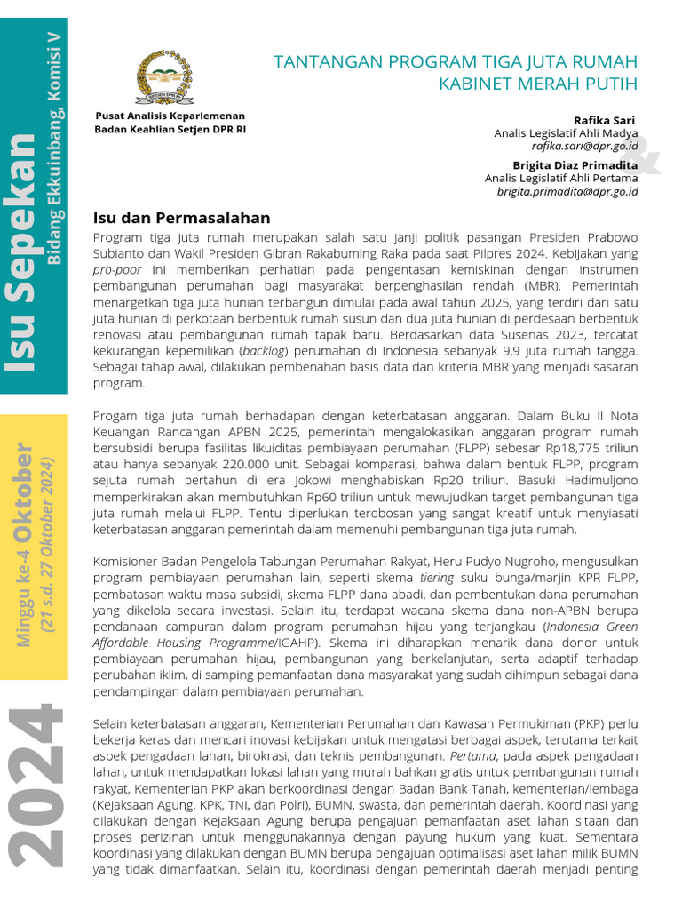 Tantangan Program Tiga Juta Rumah | PDF