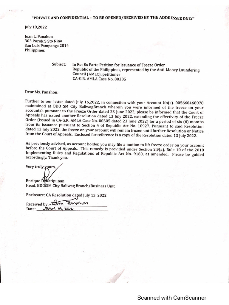 BDO Letter 2 | PDF